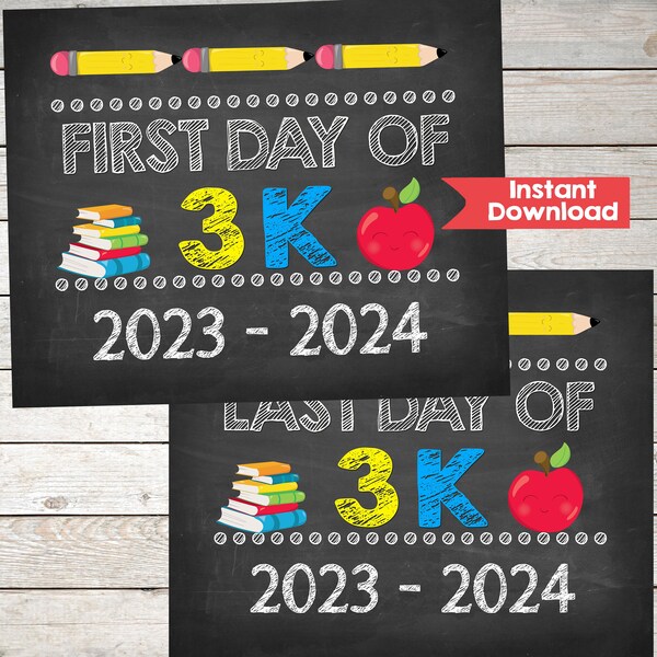 First Day of 3k Sign - Etsy