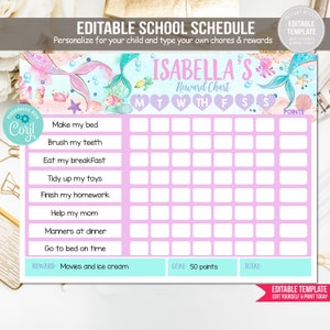 Editable Mermaid Reward Chart Mermaid Tails Reward Kids Mermaids ...