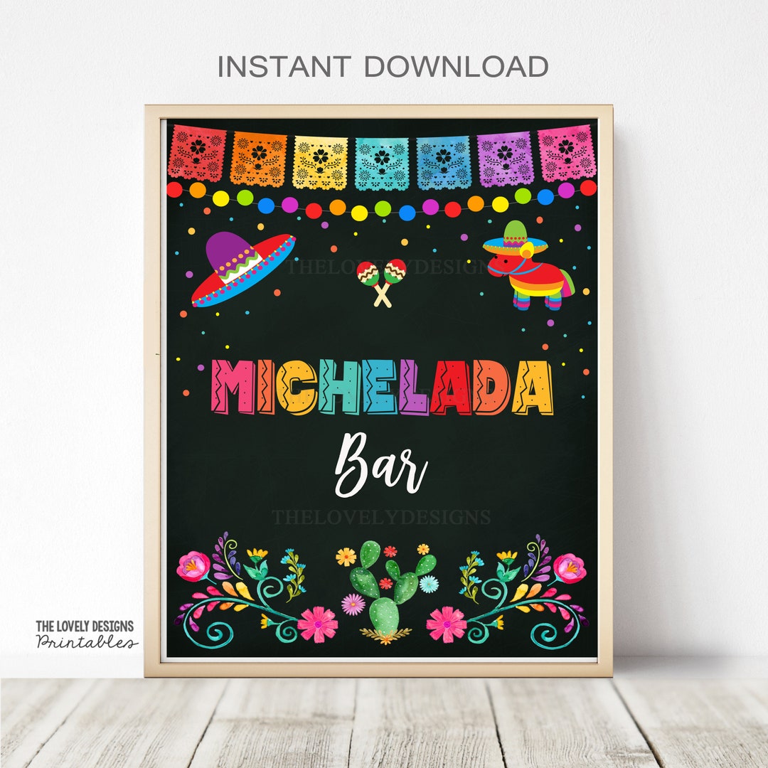 Fiesta Michelada Bar Sign Fiesta Piñata Birthday Party Sign Chalkboard ...