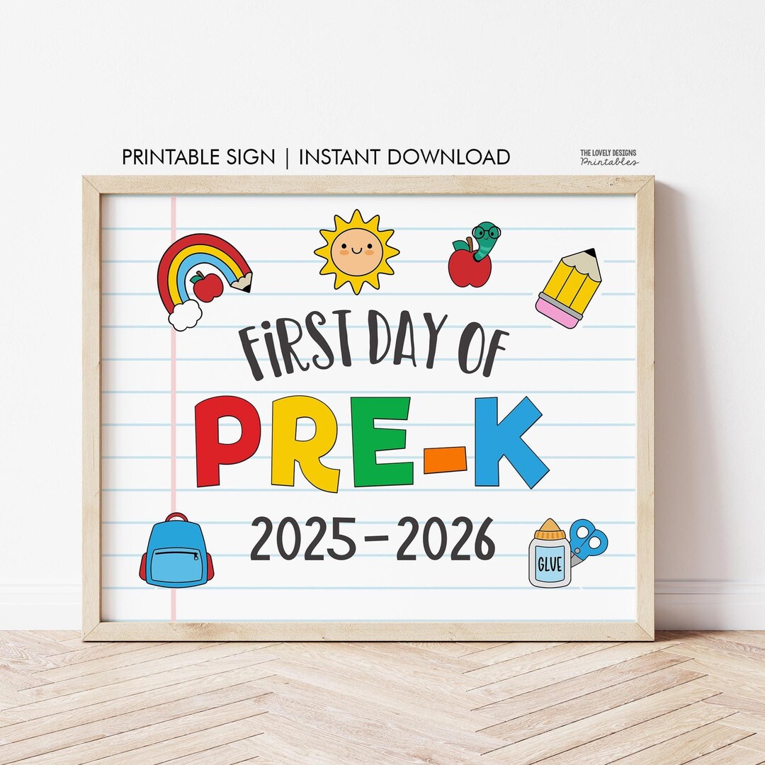 First Day of Pre-k Sign: Chalkboard Photo Prop (digital Printable 8x10 ...