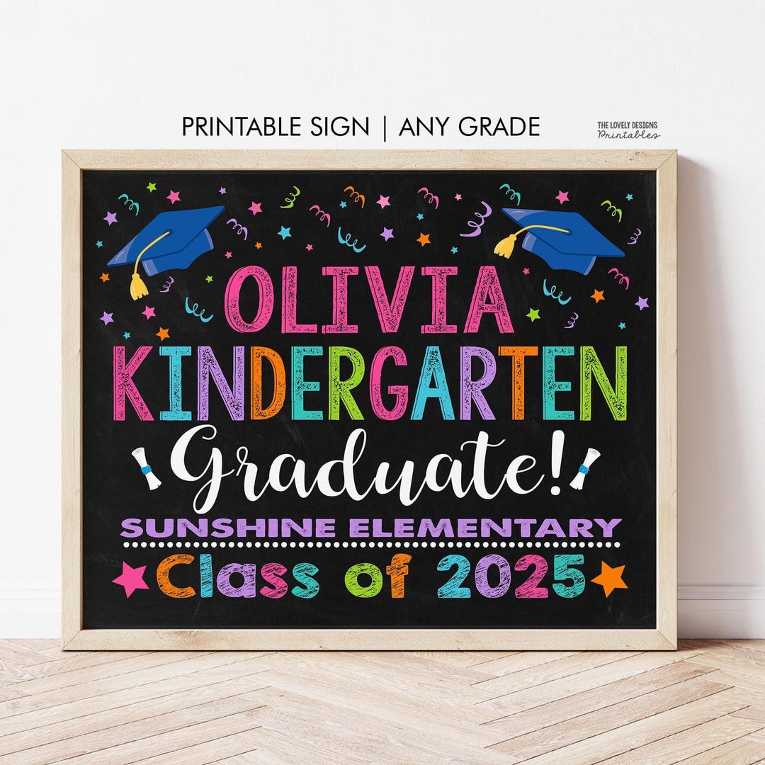 Girl KINDERGARTEN GRADUATION Sign PERSONALIZED Kindergarten Graduate ...