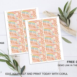 EDITABLE Groovy Daisy Rainbow Favor Tag Groovy Birthday Hippie Retro 70 ...