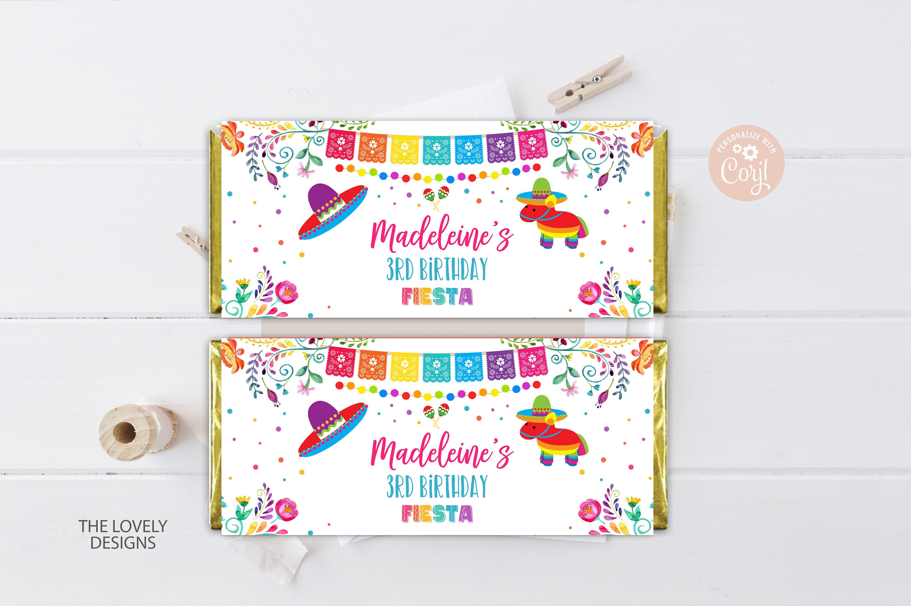 Editable Piñata Fiesta Candy Bar Wrapper Pinata Fiesta Girl Birthday ...