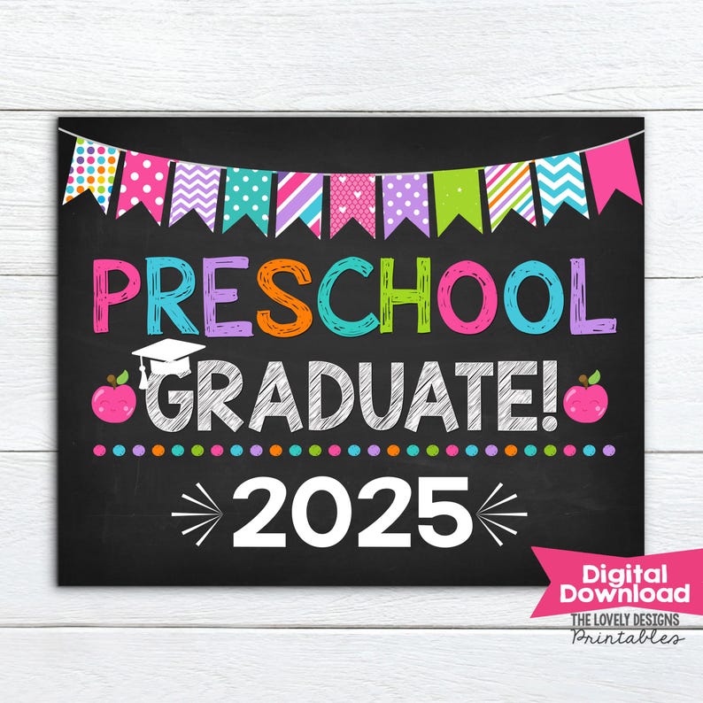 Girl PRESCHOOL GRADUATION Sign, Preschool Graduate,last Day of ...