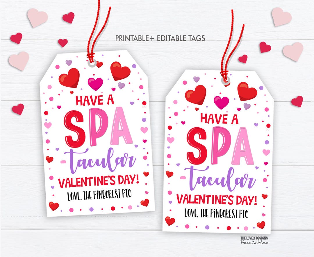 Spa-tacular Valentine's Day Tag, Spa Nail Polish Mask Lip Gloss Girl ...