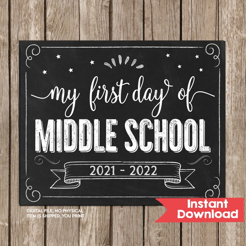 First Day of Middle School Sign First day of 6th Grade Sign | Etsy