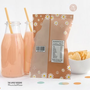Let's Get Groovy Chip Bag Wrapper Editable Groovy Birthday Floral Daisy ...
