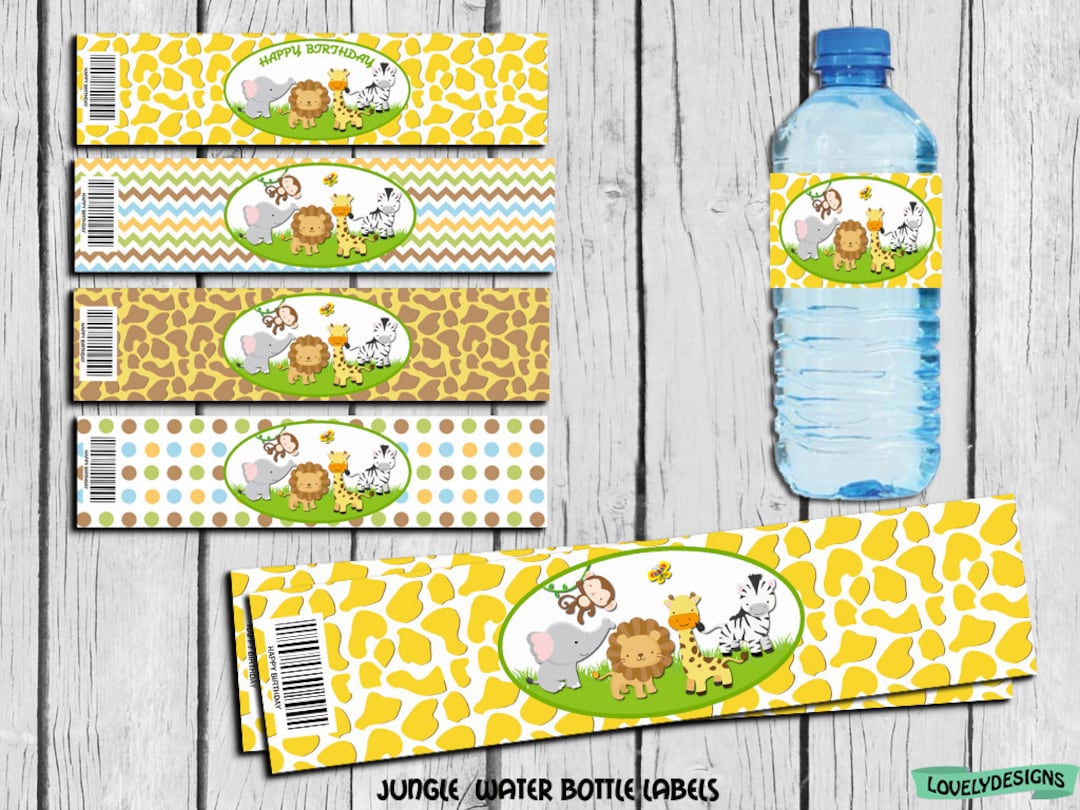 Jungle Safari Water Bottle Label, Jungle Party Supplies, Jungle Safari ...