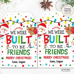 We Were Built to Be Friend Tag Christmas Gift Tag Building Blocks Gift ...