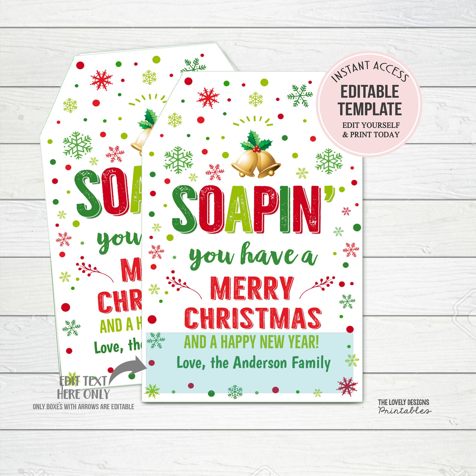 Editable Soapin You Have a Merry Christmas Tags Holiday Soap Gift ...