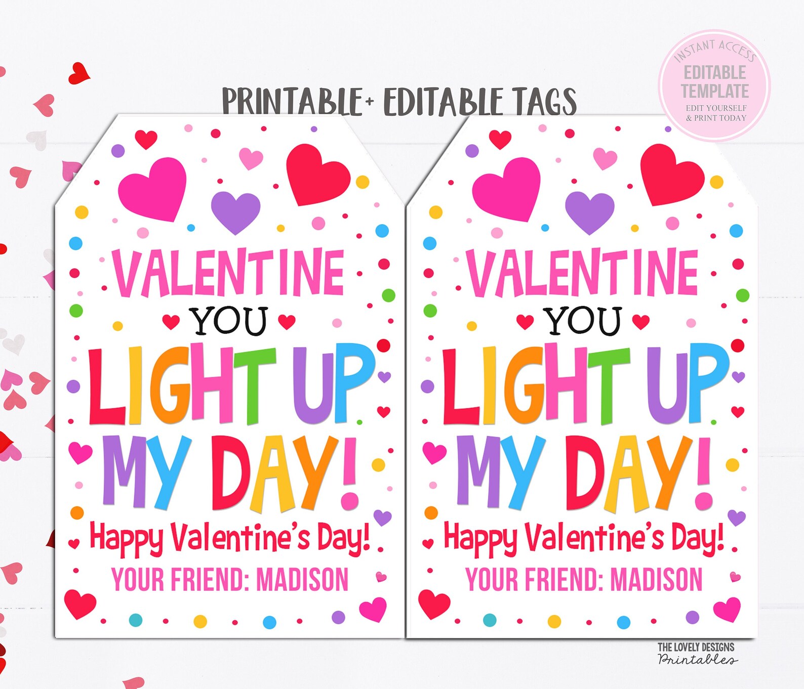 You Light up My Day Valentine Tag, Finger Lights Valentine Glow Stick ...