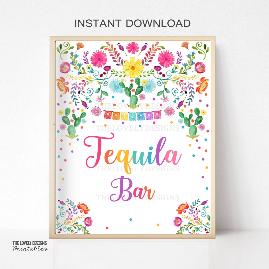 Fiesta Tequila Bar Sign Fiesta Mexican Party Sign Fiesta Cactus Table ...