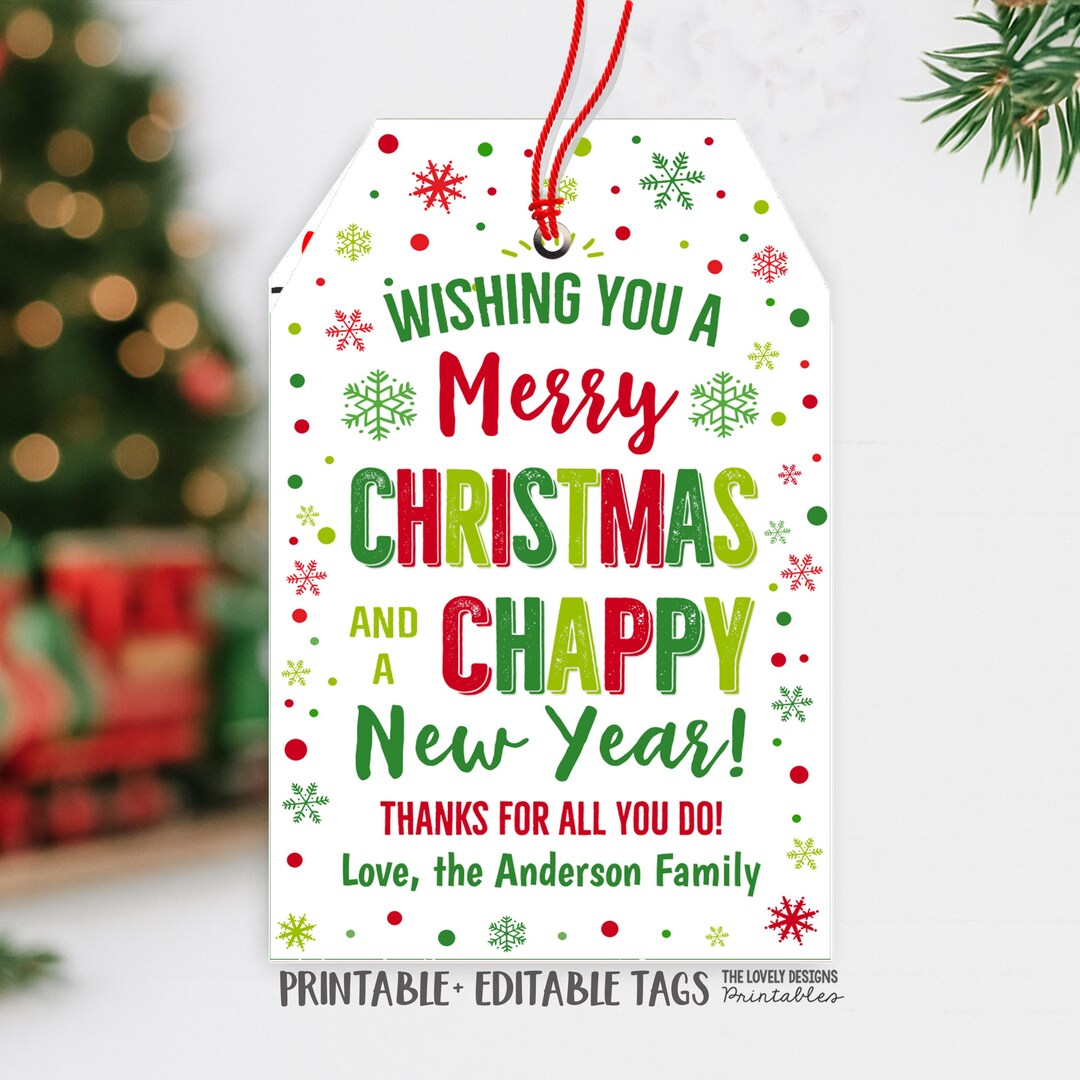 Christmas Lip Balm Gift Tags Merry Christmas & a Chappy New Year Lip ...