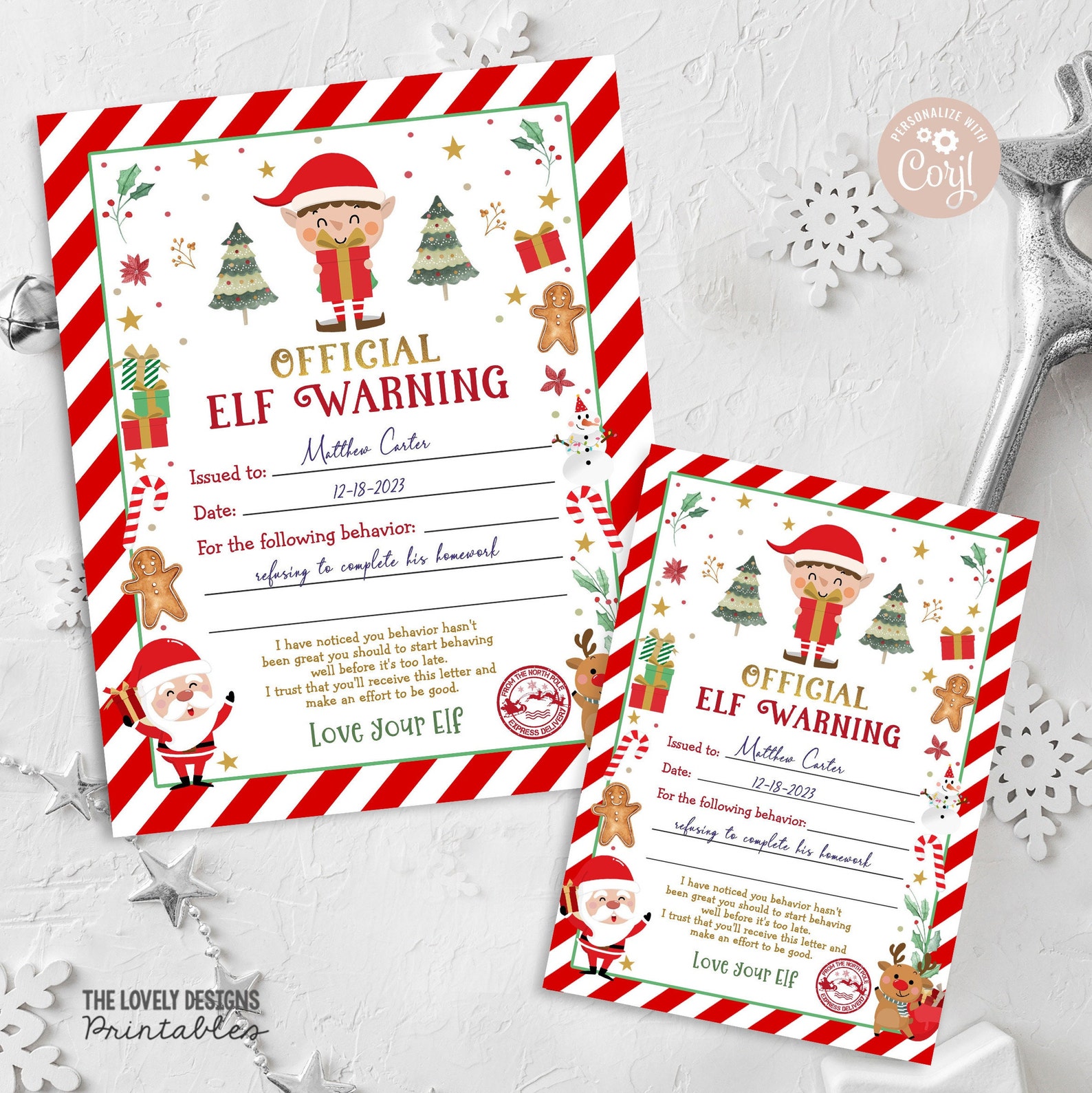 EDITABLE Elf Warning Letter Elf Behavior Letter Official Elf Warning ...