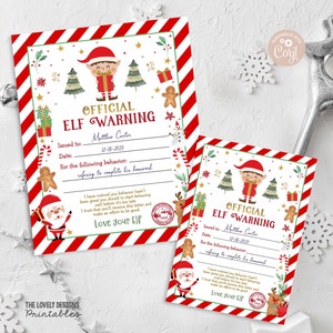 EDITABLE Elf Warning Letter Elf Behavior Letter Official Elf Warning ...