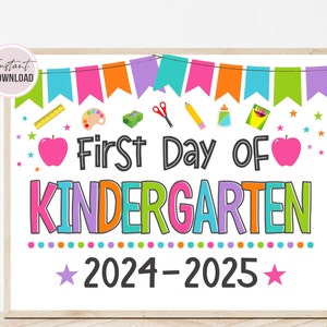 Girl First Day of Kindergarten Sign Printable Back to School Sign ...