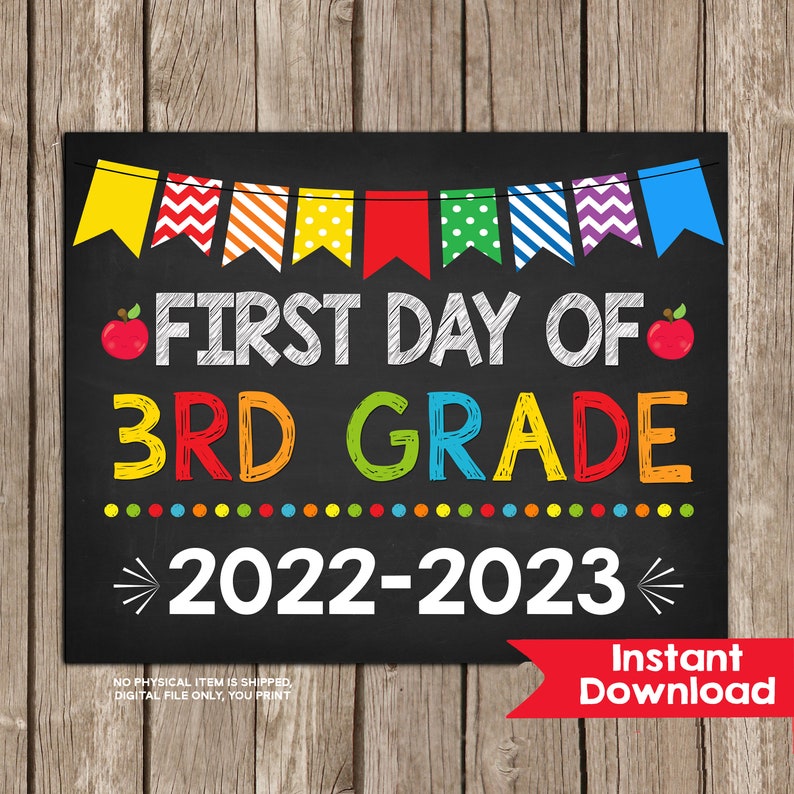 First Day of 3rd Grade Sign First Day of Third Grade Sign - Etsy