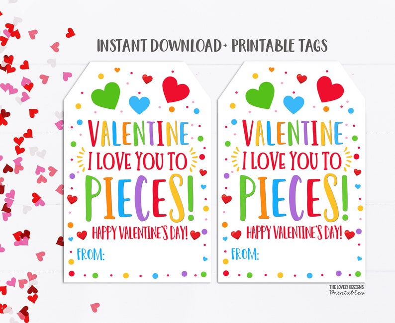 Valentine Puzzle Candy Building Blocks Gift Tag I Love You to - Etsy