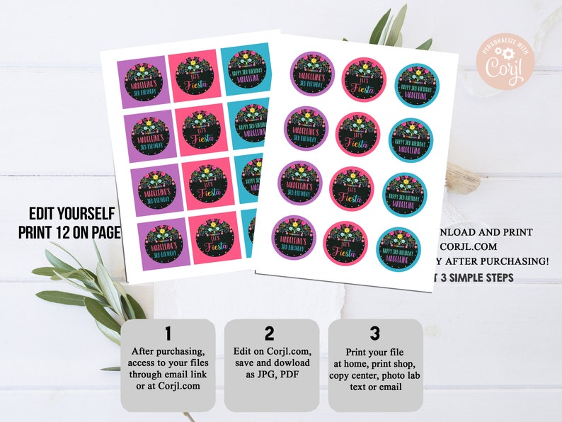 EDITABLE Fiesta Cupcake Toppers Fiesta Birthday Party Circles - Etsy