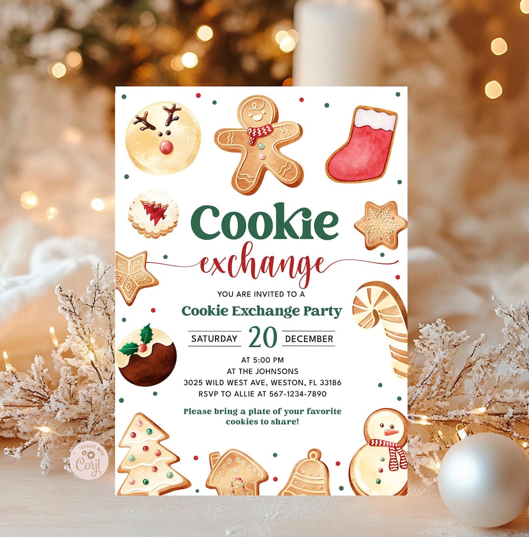 Christmas Cookie Exchange Invitation Editable Christmas Party ...