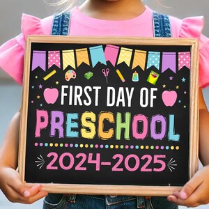 Girl First Day of Preschool Sign, First Day of Preschool, INSTANT ...