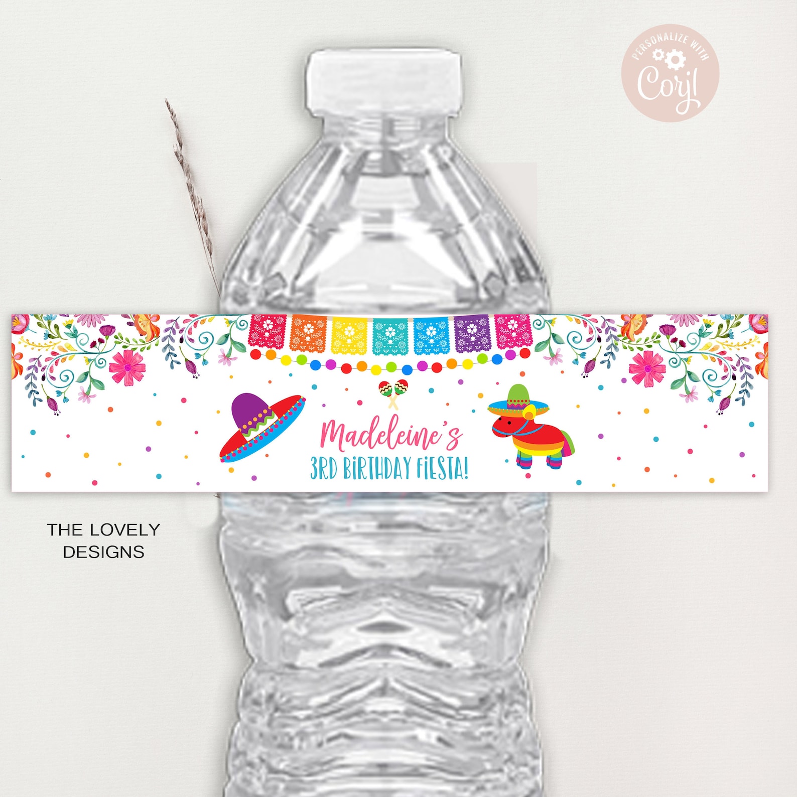 EDITABLE Fiesta Piñata Water Bottle Label Pinata Fiesta Girl - Etsy