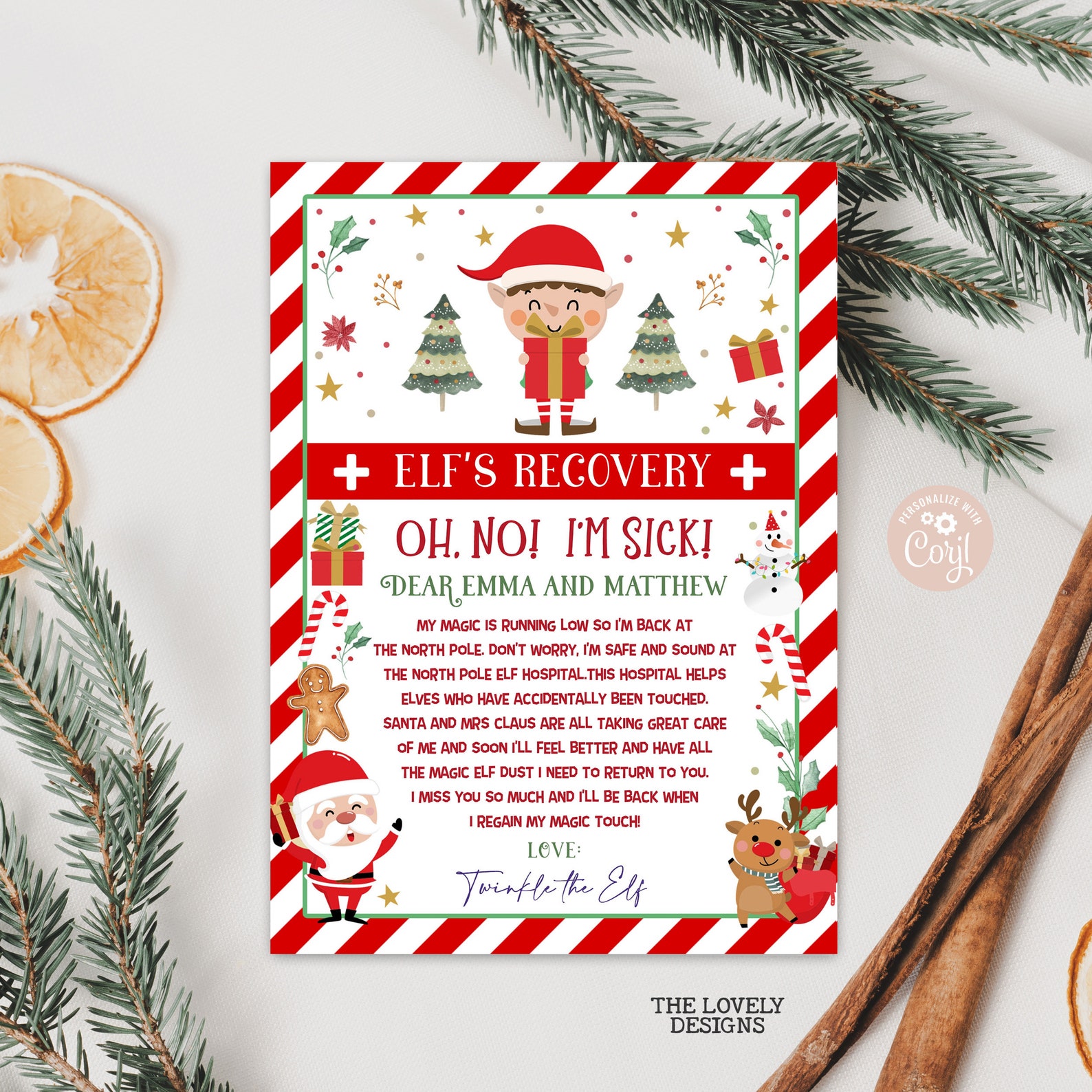 Editable Elf Recovery Letter Elf Touched Elf Lost Magic Elf I'm Sick ...