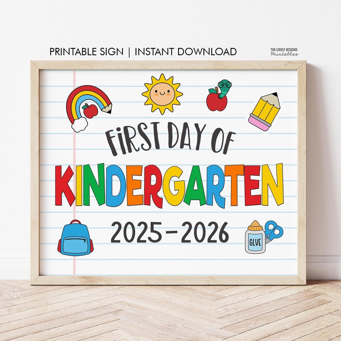 First Day of Kindergarten Sign Printable Back to School Sign Poster ...