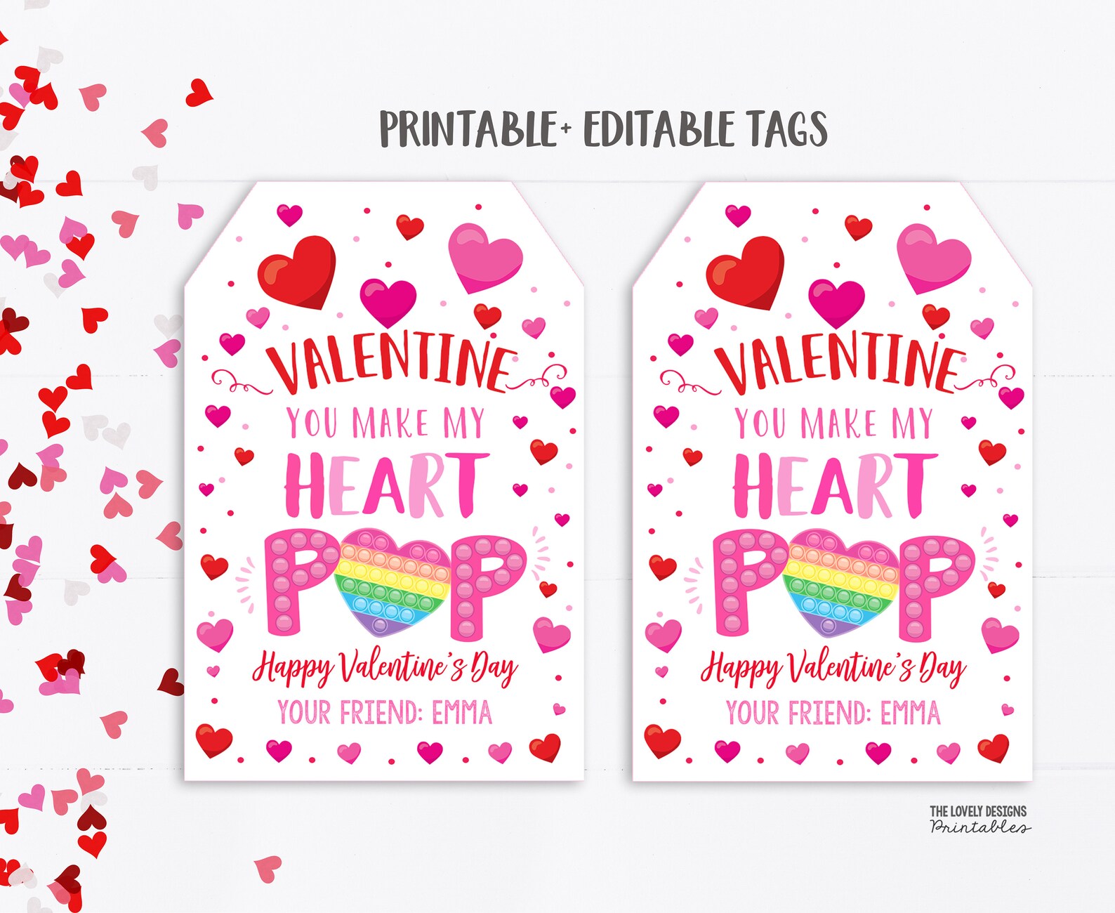 Editable Pop It Valentine's Day Tag You Make My Heart Pop - Etsy
