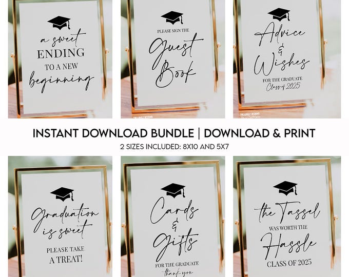 Graduation Party Table Signs Bundle INSTANT DOWNLOAD Printable ...