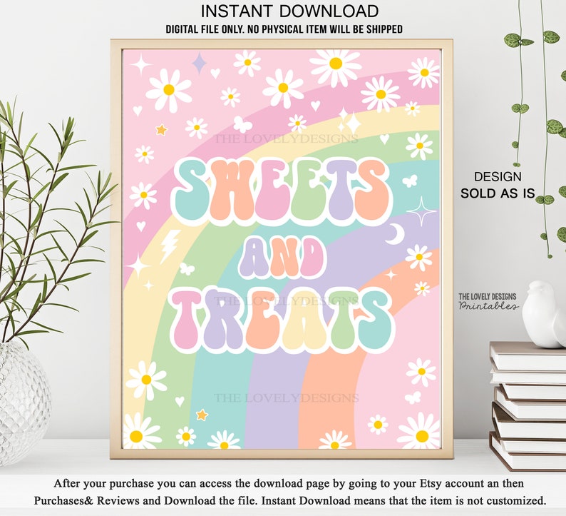 Daisy Groovy Birthday Party Sweets and Treats Sign Groovy - Etsy