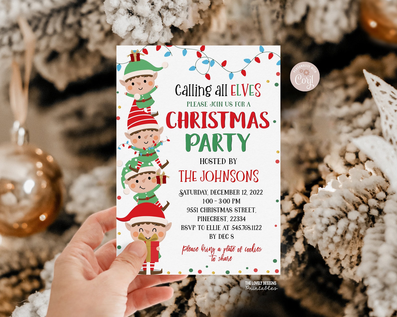 Editable Christmas Party Invitation Cute Elves Kids Party Elf - Etsy