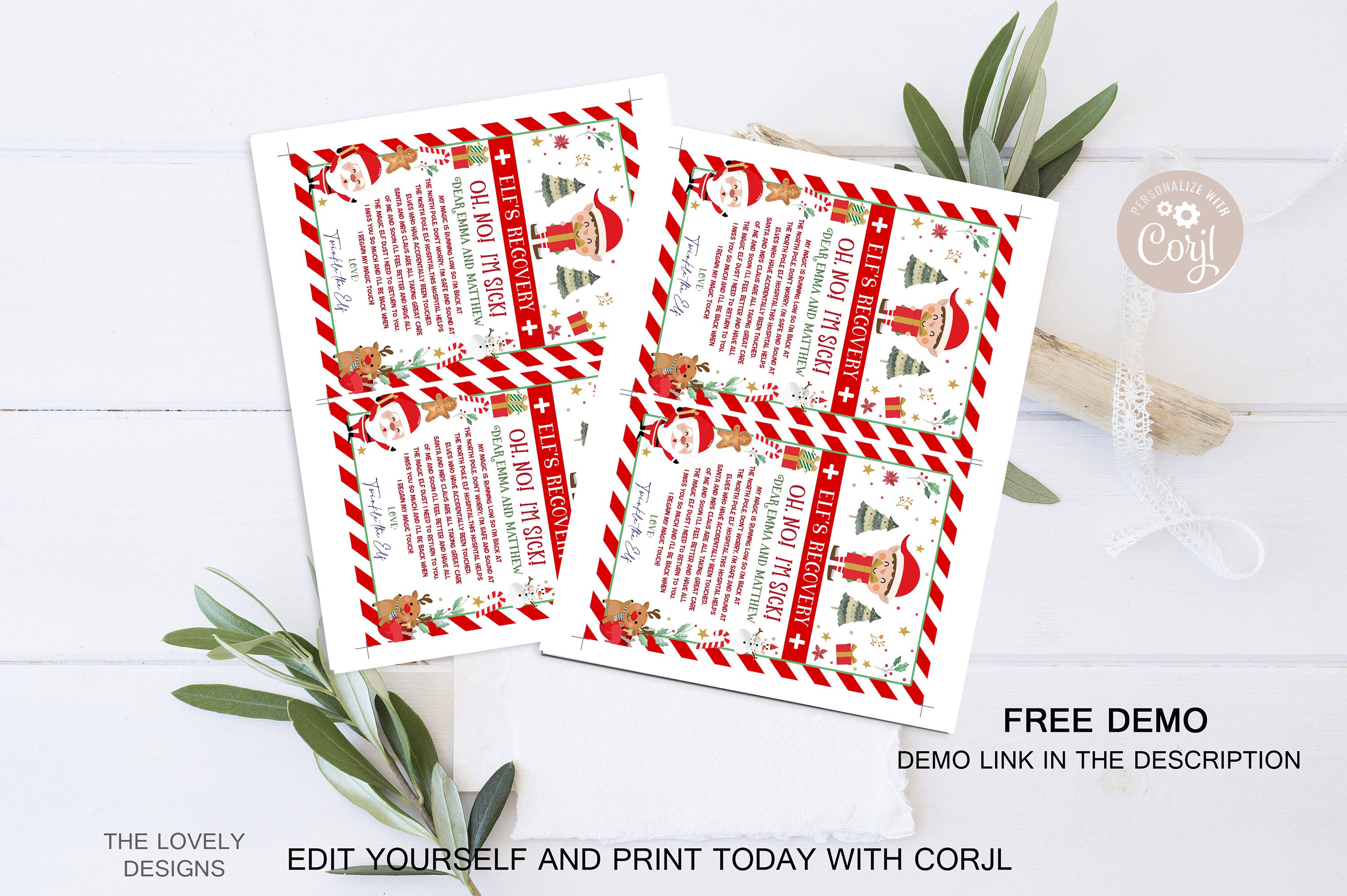 Editable Elf Recovery Letter Elf Touched Elf Lost Magic Elf I'm Sick ...