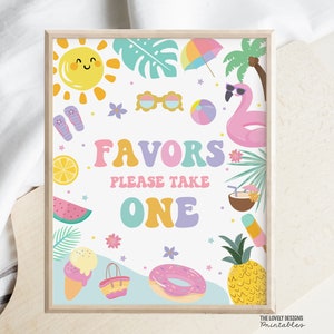 Pool Splash Favors Please Take One Sign Pool Party Splish Splash Girly ...