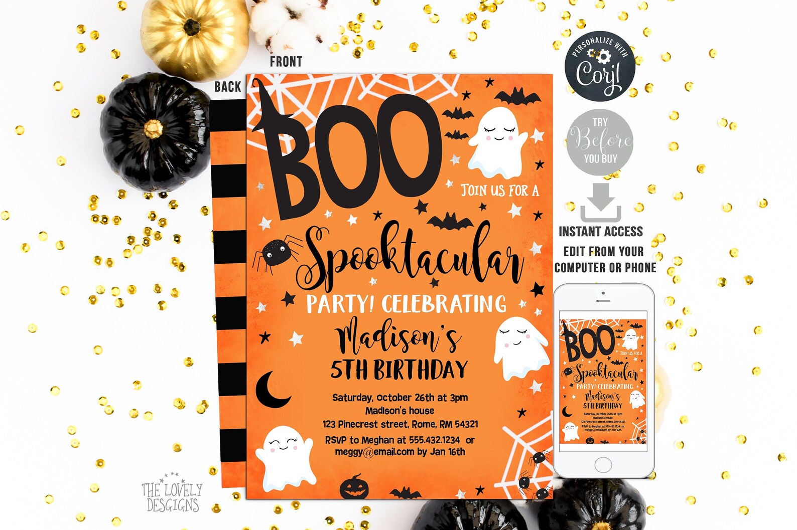 EDITABLE Halloween Ghost Birthday Invitation Spooky Ghost Cute - Etsy