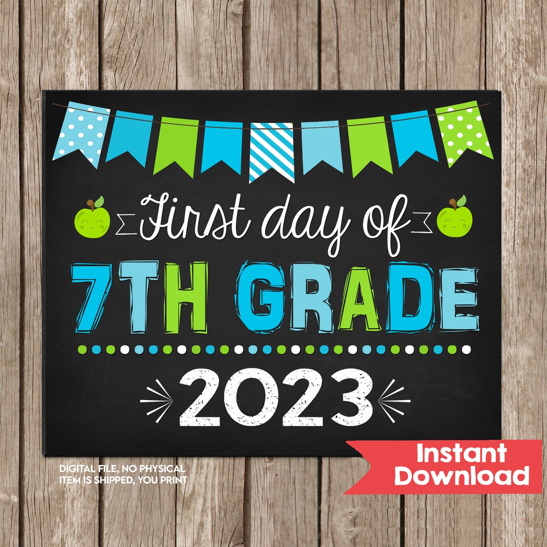 Boy First Day of 7th Grade Sign First Day of Seventh School - Etsy