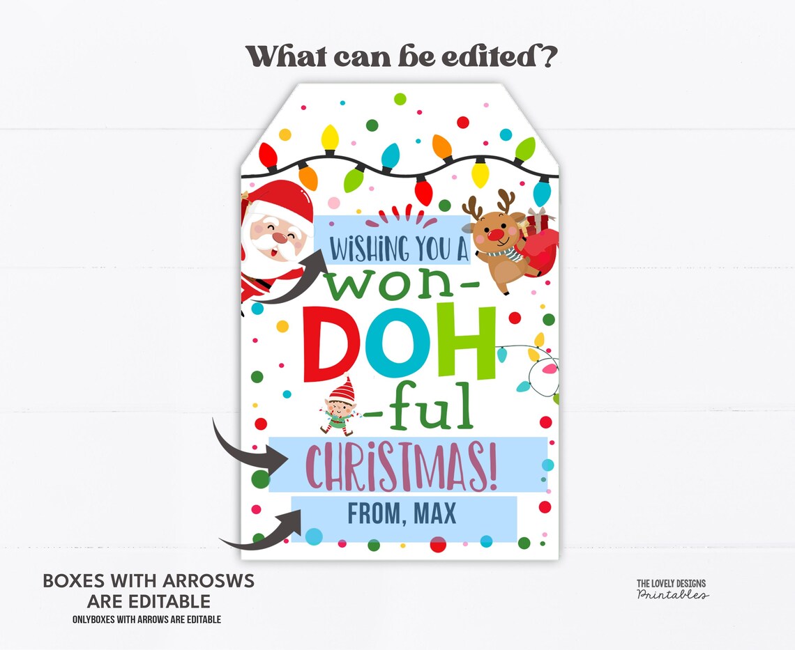 Christmas Gift Tags, Doh Christmas Tag Printable Holiday Kids Classroom ...