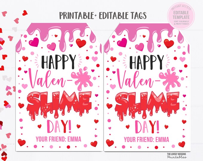 Editable Slime Valentine's Day Printable Tag Non Food Valentine Class ...