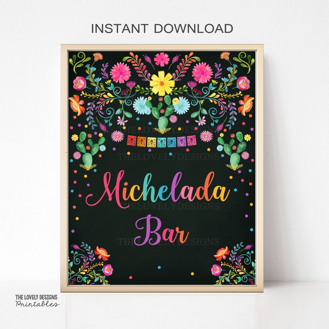 Fiesta Michelada Bar Sign Fiesta Mexican Chalkboard Fiesta Cactus ...