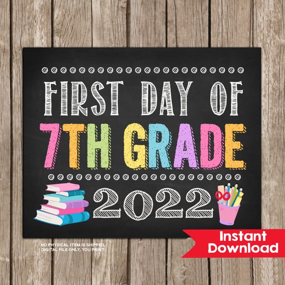 Girl First Day of 7th Grade Sign First Day of Seventh School - Etsy Canada