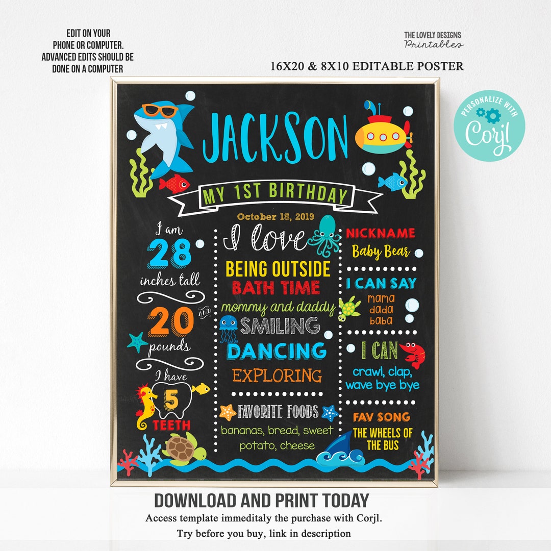 EDITABLE Under the Sea Chalkboard Sea Summer Pool Birthday - Etsy
