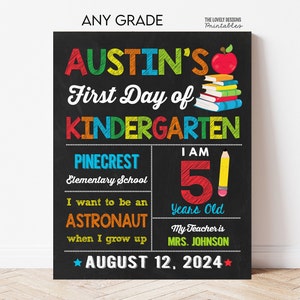 First Day of School Sign Unicorn Rainbow ANY GRADE , Back to School ...