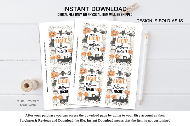 Halloween Glow Stick Tag A Little Light for Halloween Night | Etsy