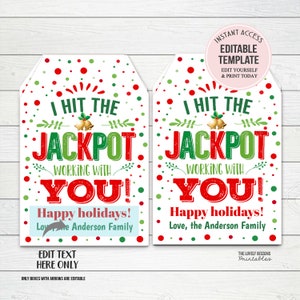 Hit the Jackpot Working With You Christmas Gift Tag Lotto Lottery ...