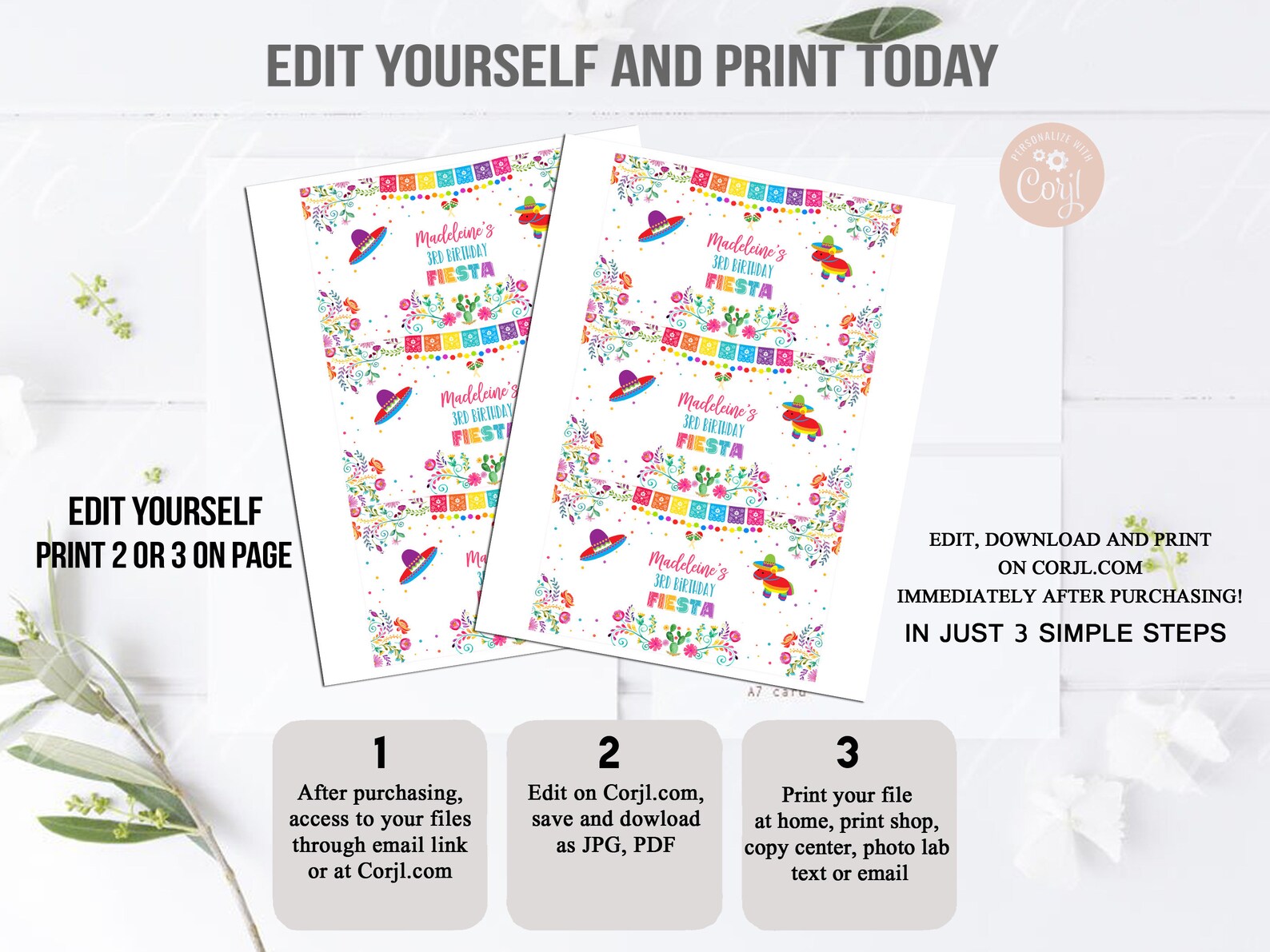 EDITABLE Piñata Fiesta Gable Box Label Pinata Fiesta Birthday | Etsy