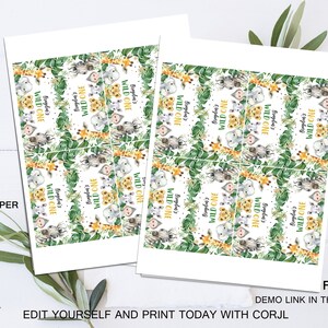 EDITABLE Treat Bag Topper Jungle Wild One Jungle Birthday Party Jungle ...