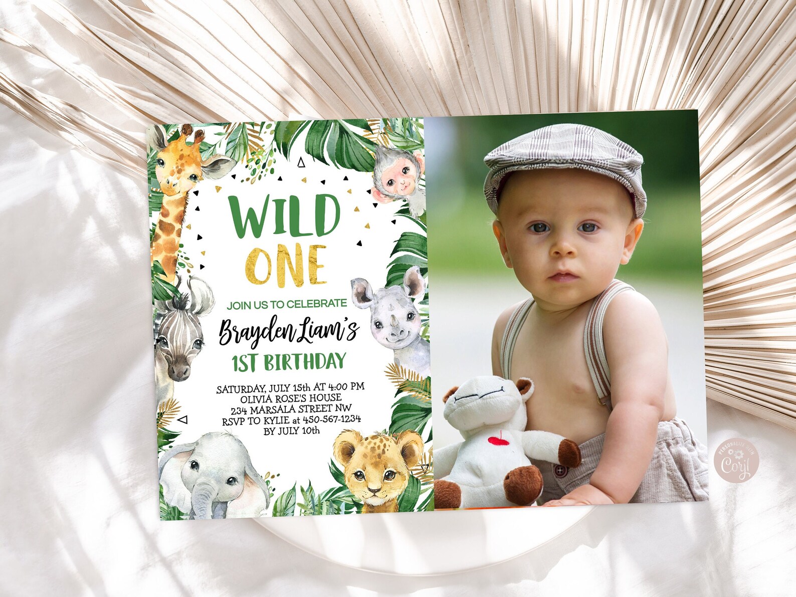 Editable Wild ONE Birthday Invitation Boy Wild ONE Jungle - Etsy