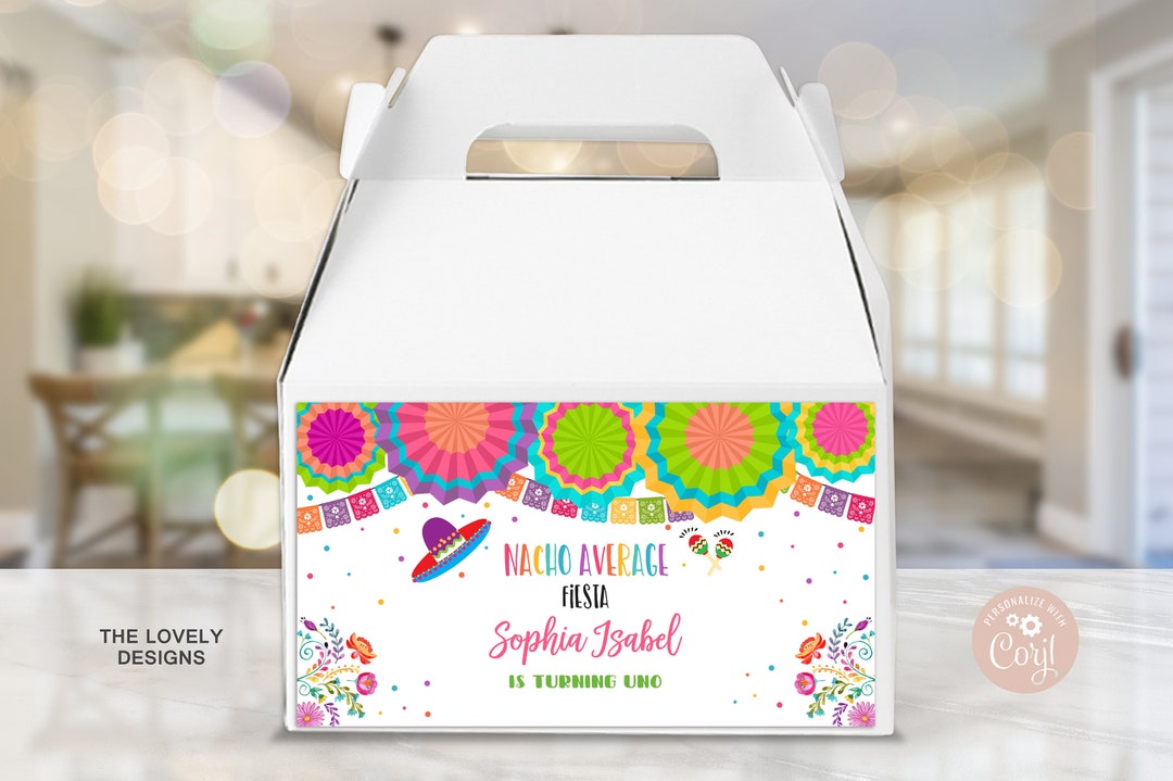 EDITABLE Fiesta Gable Box Label Nacho Average Fiesta Birthday Treat Box ...