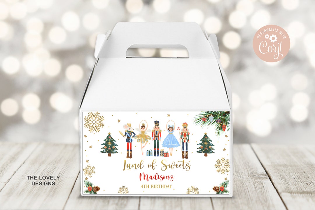 Editable Nutcracker Gable Box Label Land of Sweets Sugar Plum Fairy ...