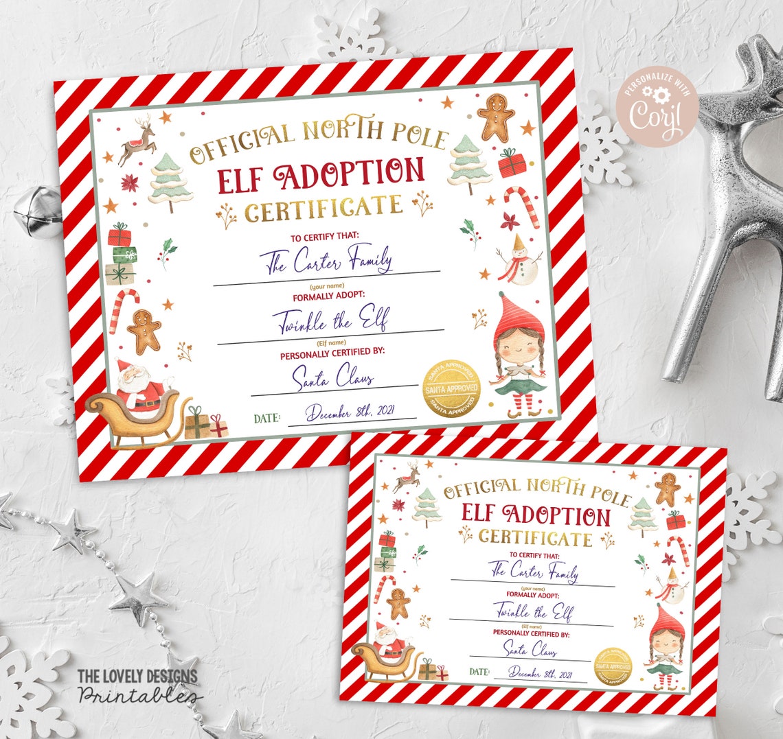 EDITABLE Elf Adoption Certificate Adopt an Elf Letter Adopt - Etsy